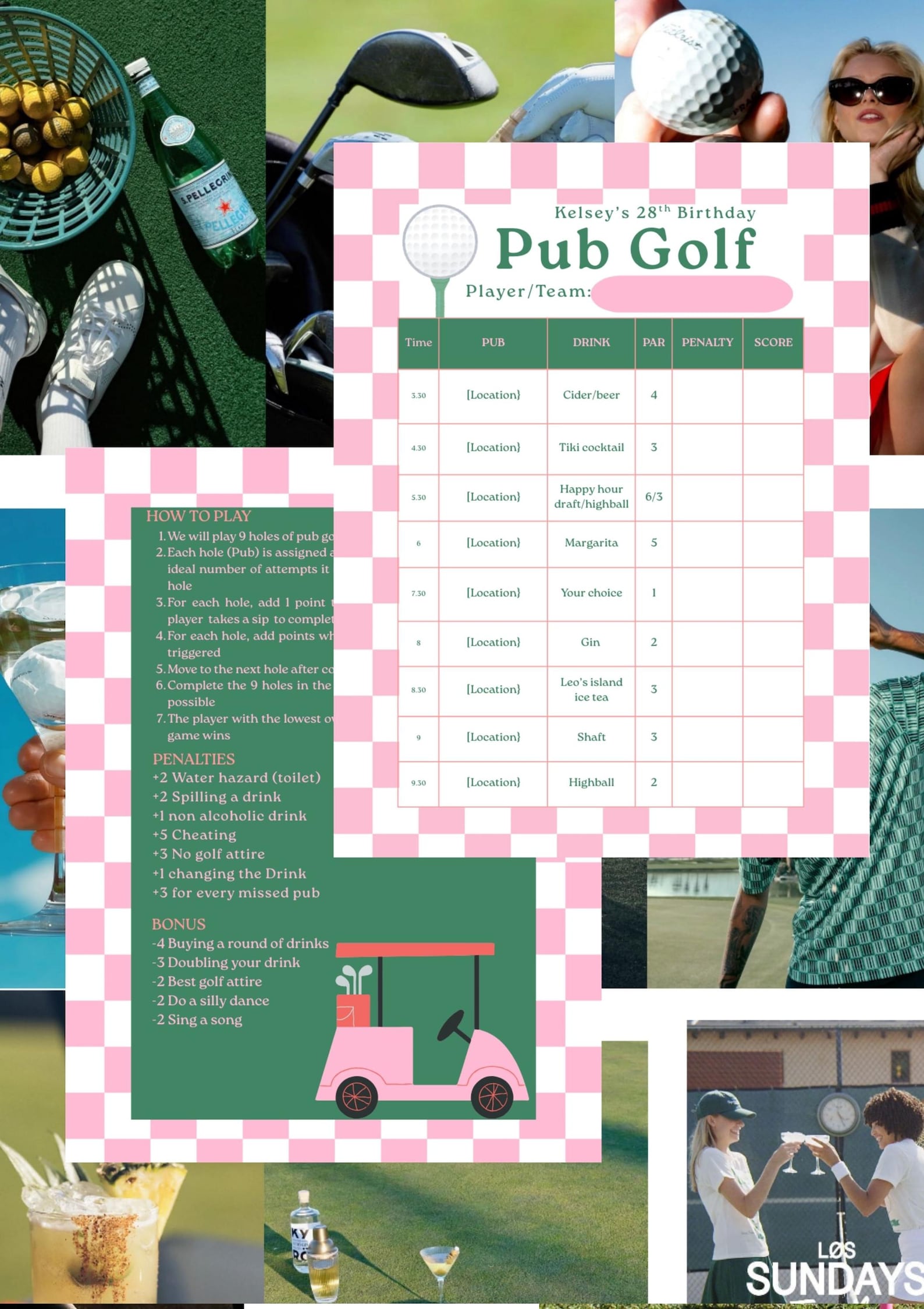 Pub Golf Scorecard – Printable Bar Crawl Game | Instant Download - Etsy