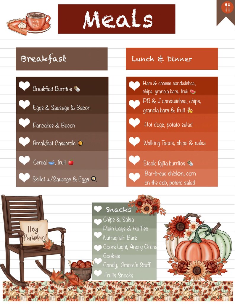 Fall-inspired Digital Meal Planner – Instant Download for Autumn - Etsy