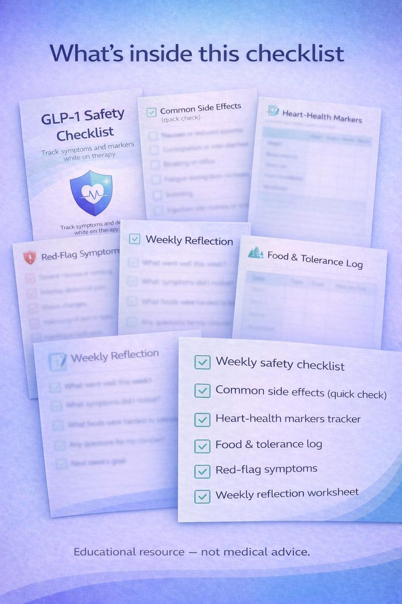 GLP-1 Safety Checklist Printable | Medication Side Effects Tracker ...