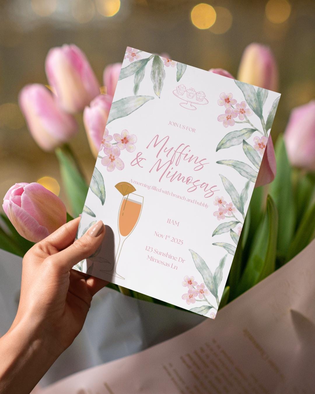 Editable Muffins and Mimosas Invitation | Brunch Party Invite | Digital ...