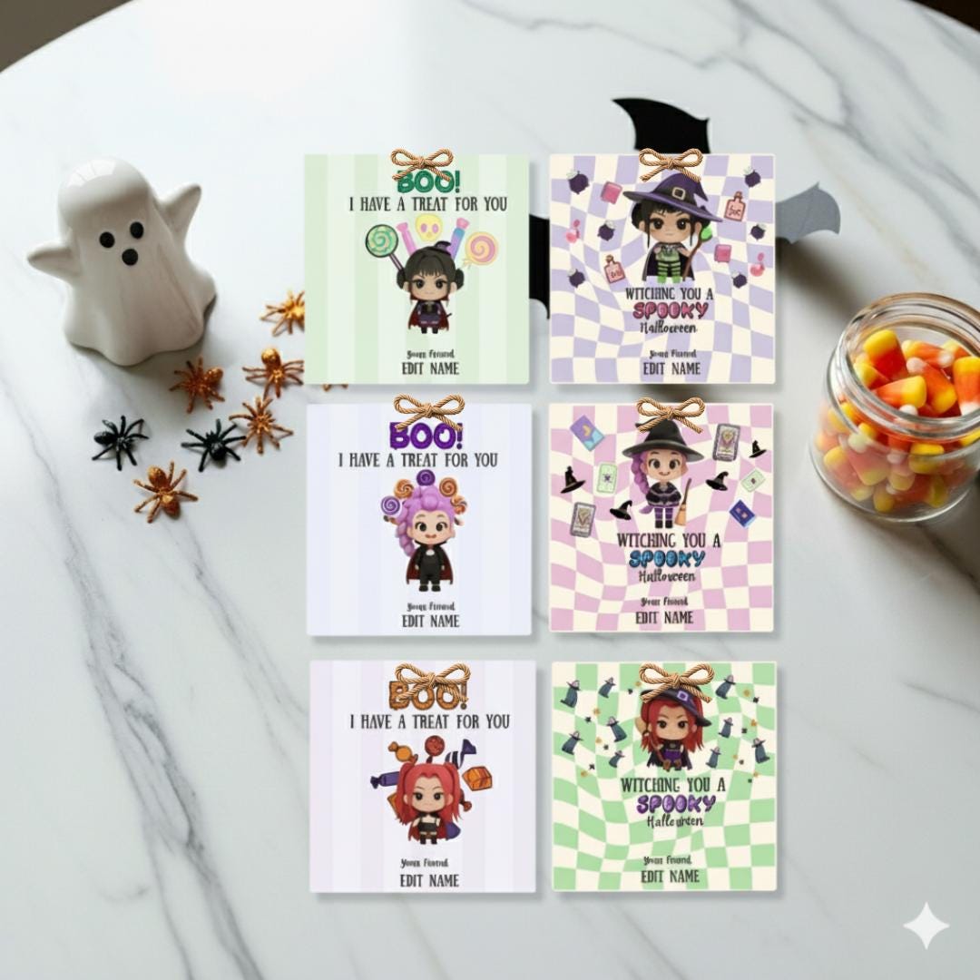 KPOP Demon Hunters Chibi Halloween Favor Tags| Printable Trick O Treat ...
