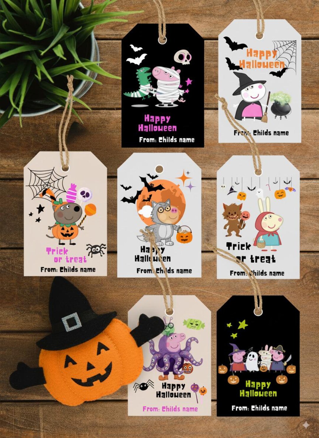 Peppa Pig Halloween Gift Tags | Printable Trick or Treat Labels ...