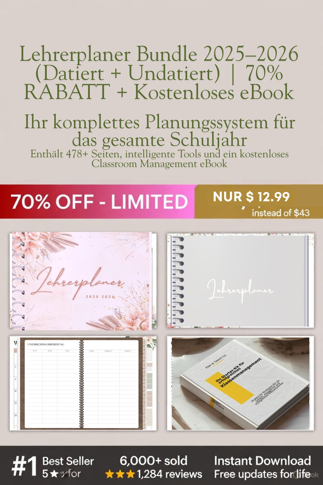 Teacher Planner Bundle 2025–2026 | Dated + Undated | 478+ Pages | Free ...