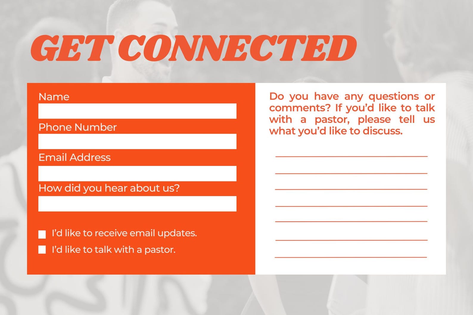 Church Visitor Connect Card Canva Template | Editable Guest Form - Etsy