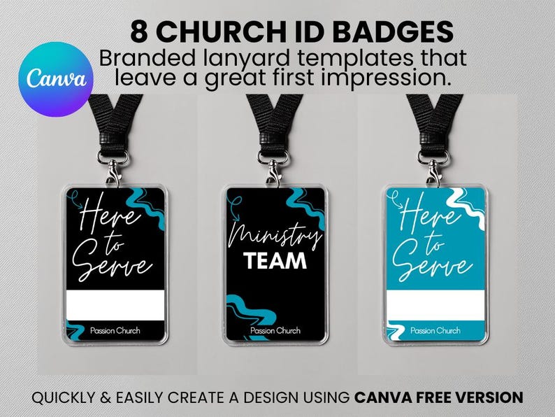 Church Volunteer ID Badge Template | Editable Canva Lanyard 3x4'' - Etsy