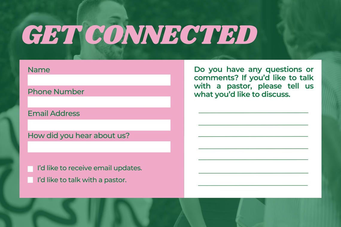 Church Visitor Connect Card Canva Template | Editable Guest Form - Etsy