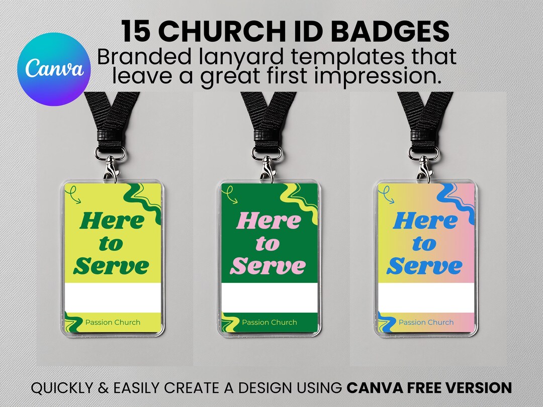 15 Church Volunteer ID Badge Templates | Editable Canva Lanyard 3x4 ...