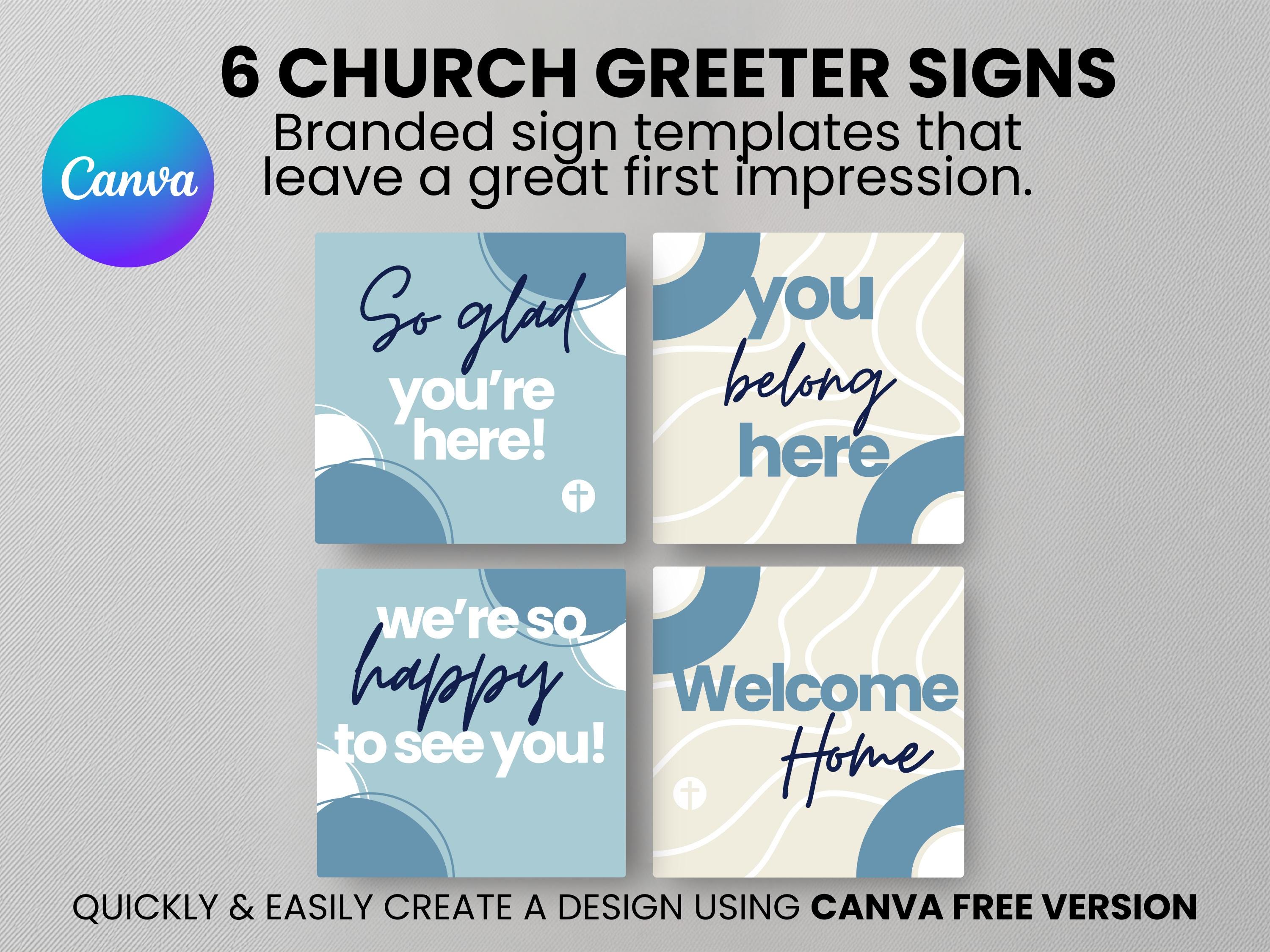 Church Greeter Sign Template | Canva Editable Welcome Sign (digital ...