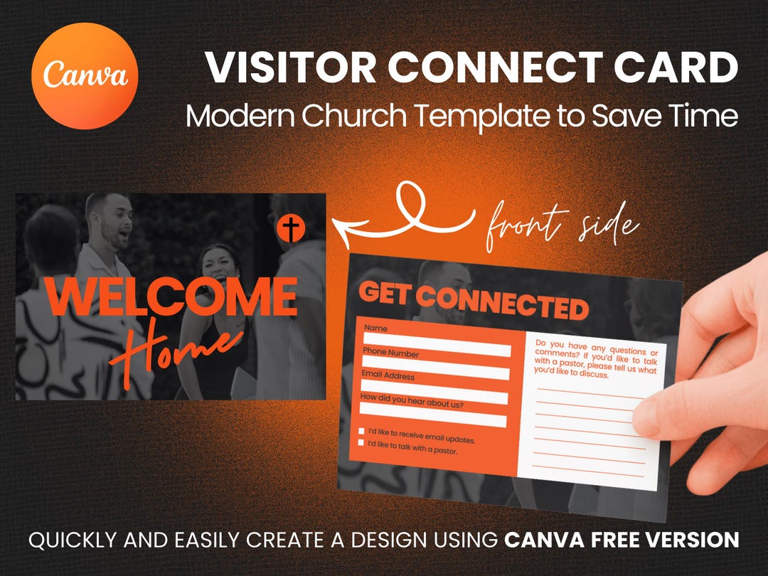 Church Visitor Connect Card Template | Editable Guest Card (canva) - Etsy