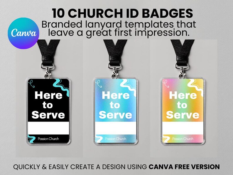 Church Volunteer ID Badge Template | Editable Canva Lanyard Badge ...