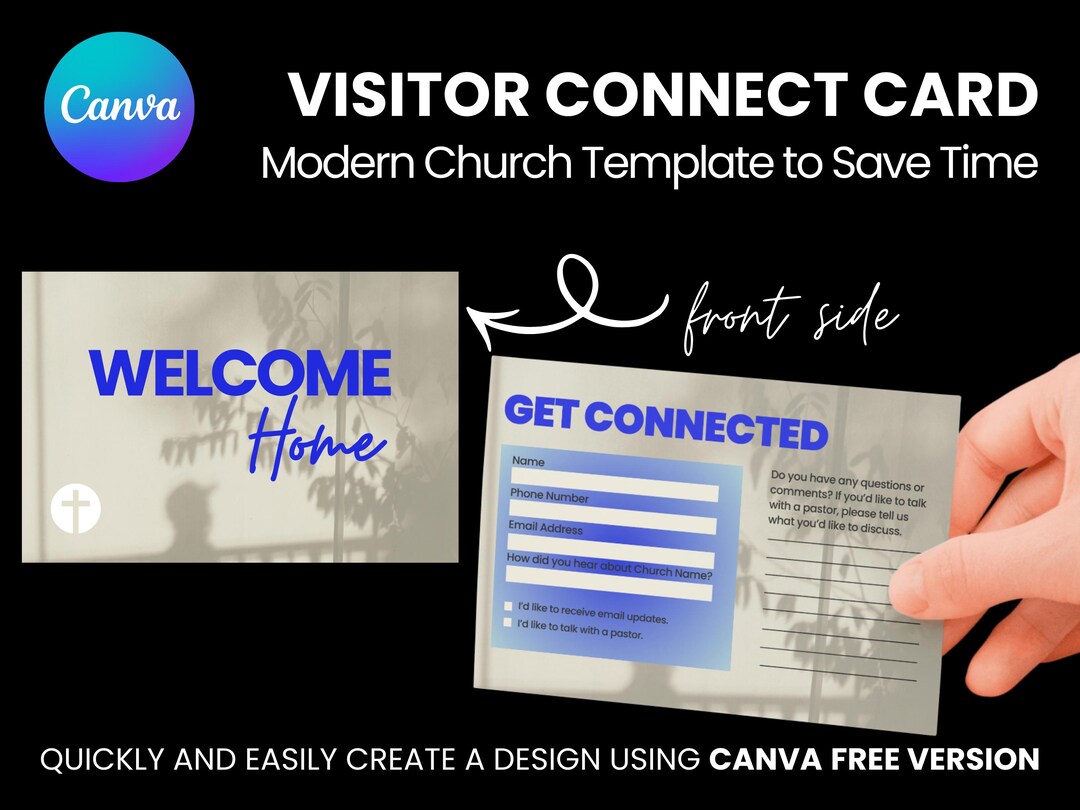 Church Visitor Connect Card Template | Modern Canva Design (digital ...