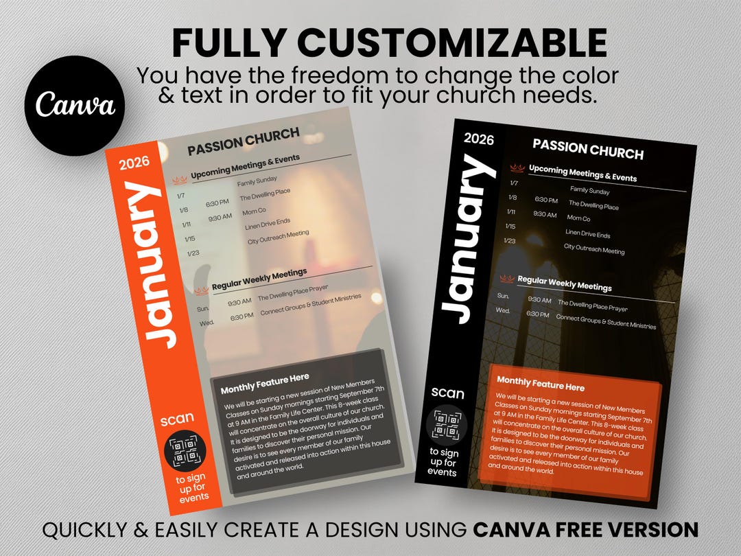 Church Calendar Canva Template | Editable Ministry Schedule (digital ...