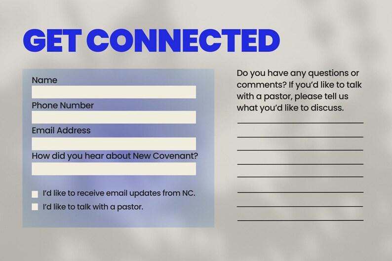 Church Visitor Connect Card Canva Template | Church Guest Card Editable ...