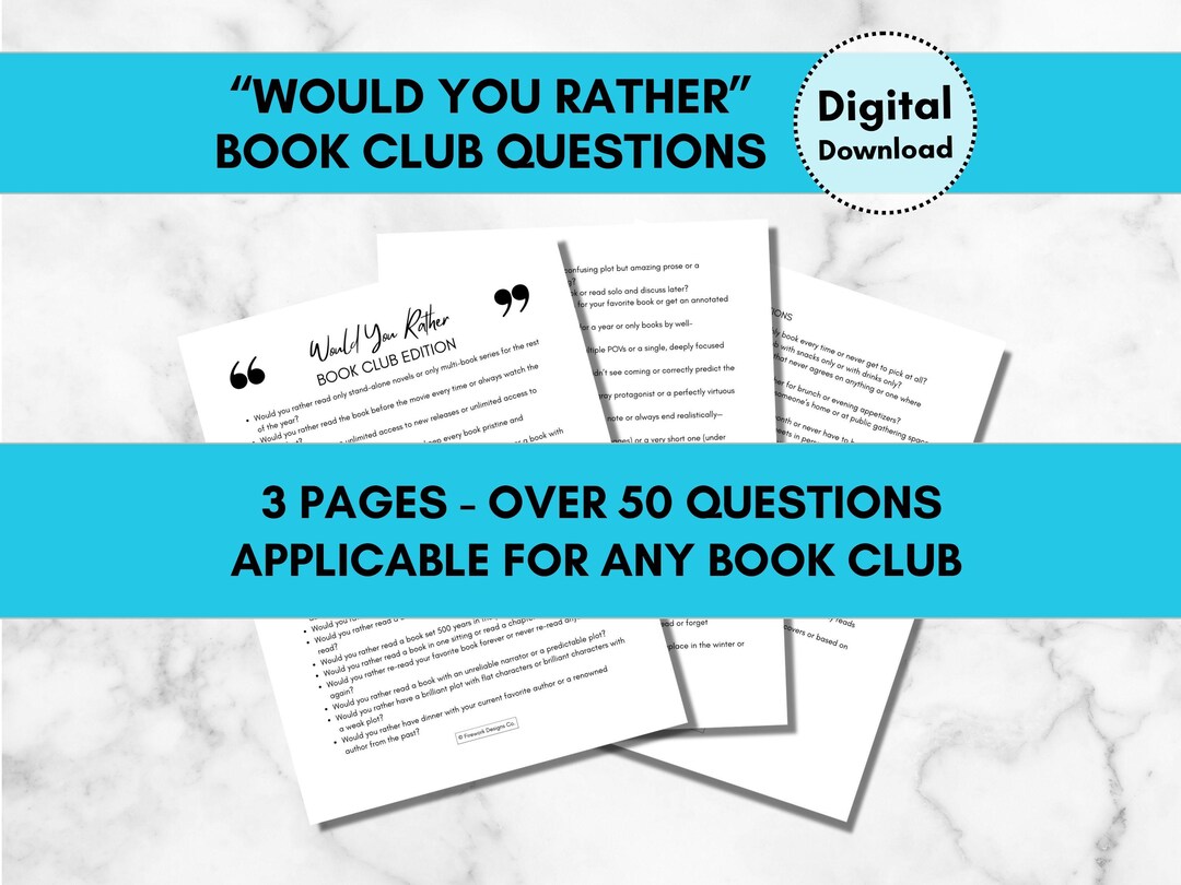 Would You Rather Book Club Conversation Starters, Book Club Question ...