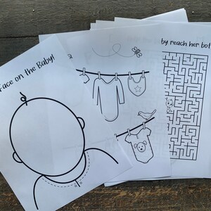 Download and Print Baby Shower Kids Coloring & Activity Pages - Etsy