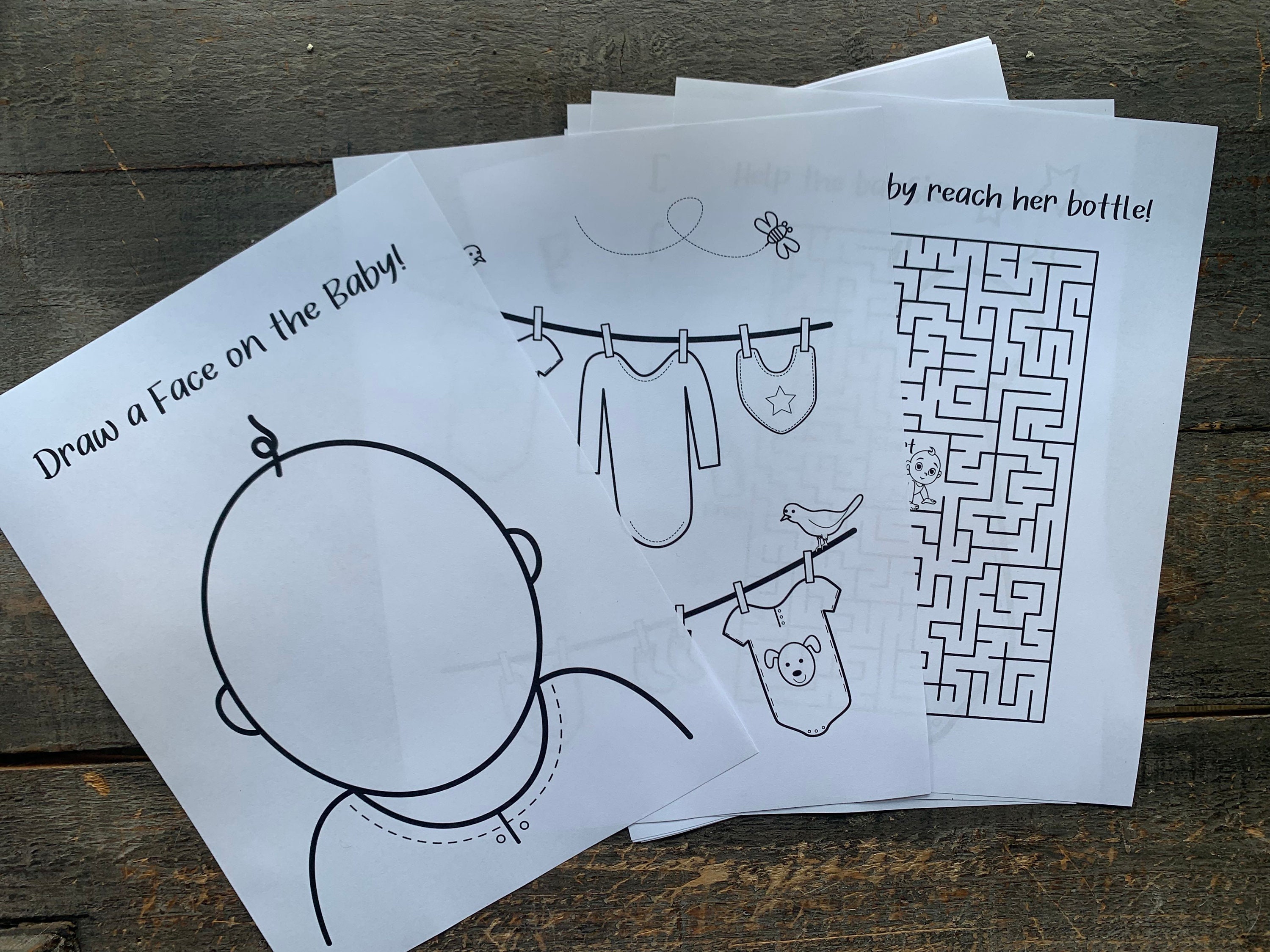 Download and Print Baby Shower Kids Coloring & Activity Pages - Etsy