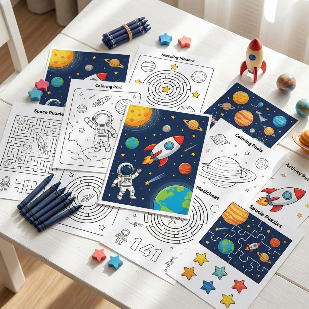 Space Activity Pack Printable for Kids | 20 Word Search & Maze Puzzles ...