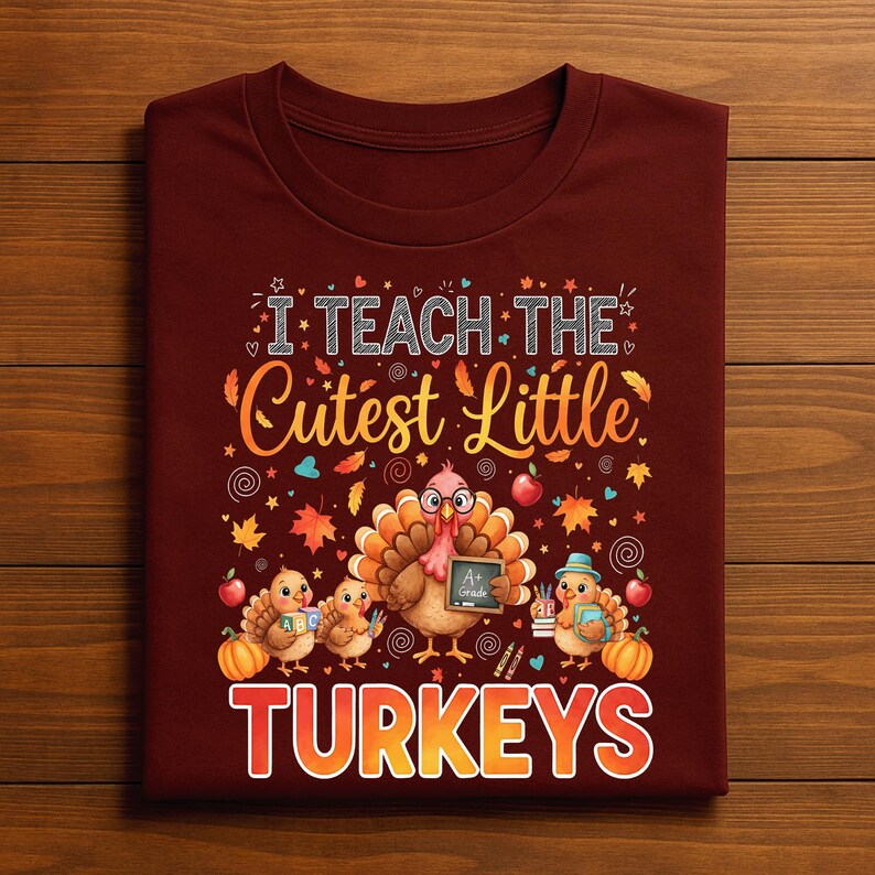I Teach the Cutest Little Turkeys Shirt, Fall Teacher Thanksgiving ...