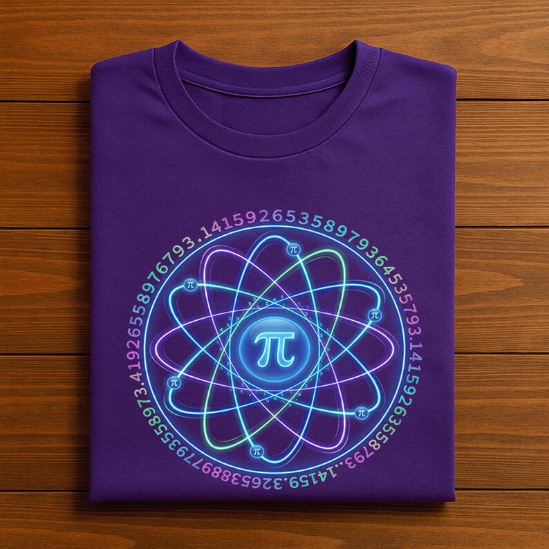 Pi Atom Shirt – Neon Science Math Symbol Tee With Digits Orbit, Hoodie ...
