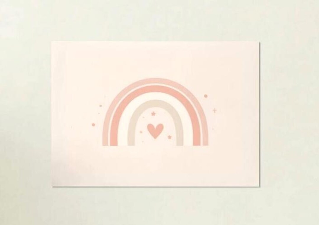 Boho Rainbow Digital Poster – Pink Beige Nursery Decor – Wall Art ...