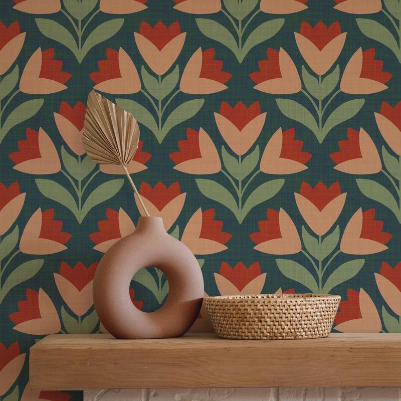 Retro Tulip Wallpaper - Etsy
