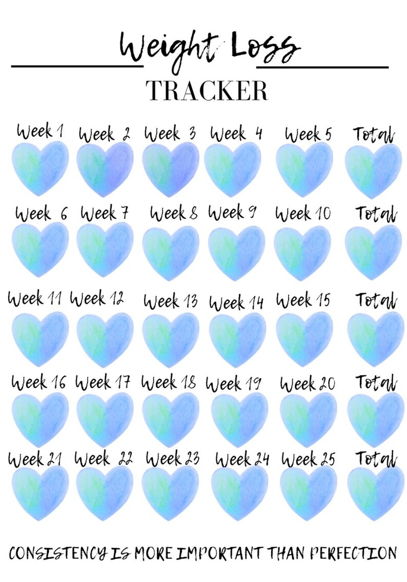 6 Month Weight Loss Tracker: Printable Weekly Log (PDF Download) - Etsy