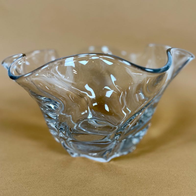 Clear Ruffled Glass Bowl - Etsy