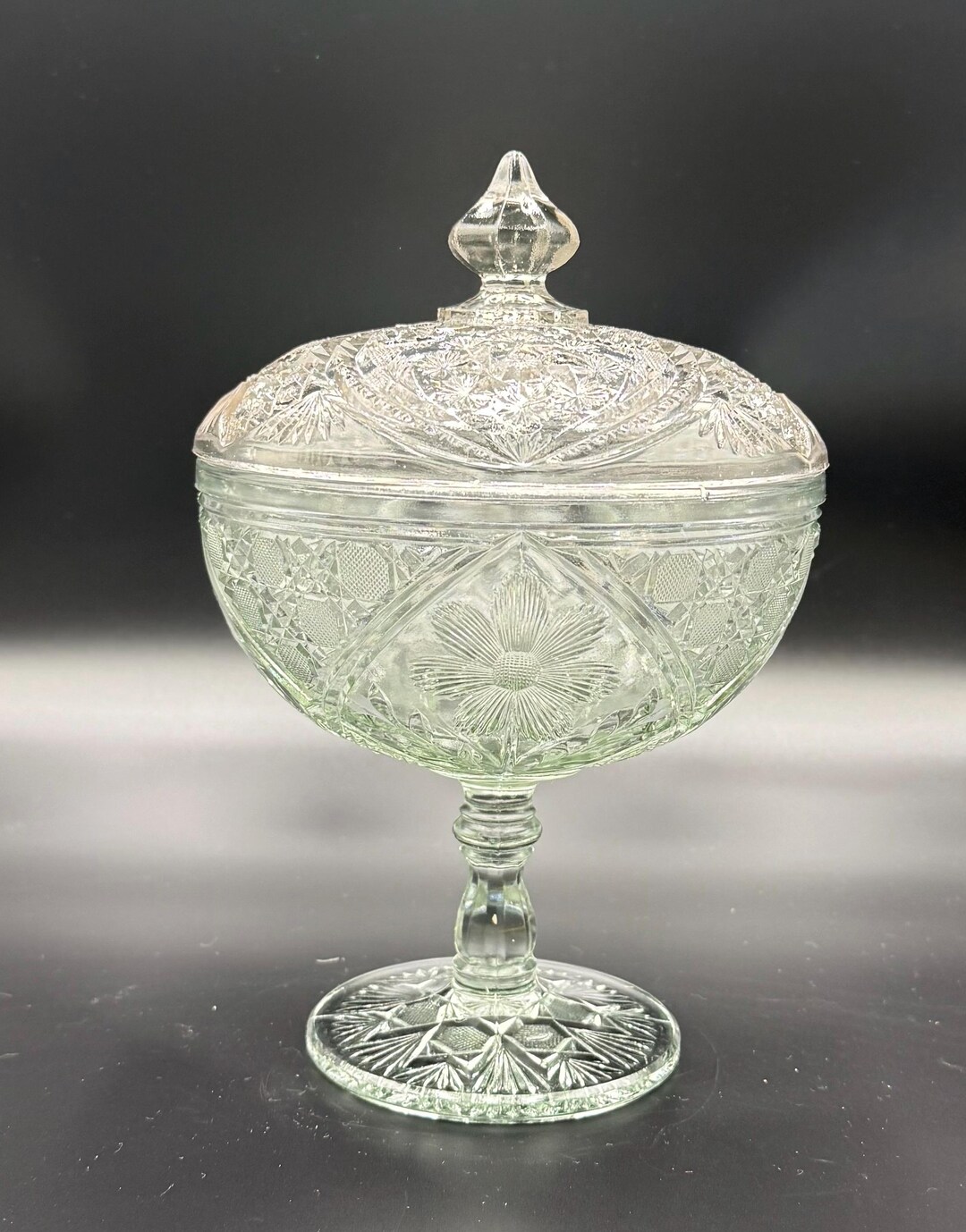 Vintage Indiana Glass Compote | Garden Pink Pattern Candy Dish - Etsy