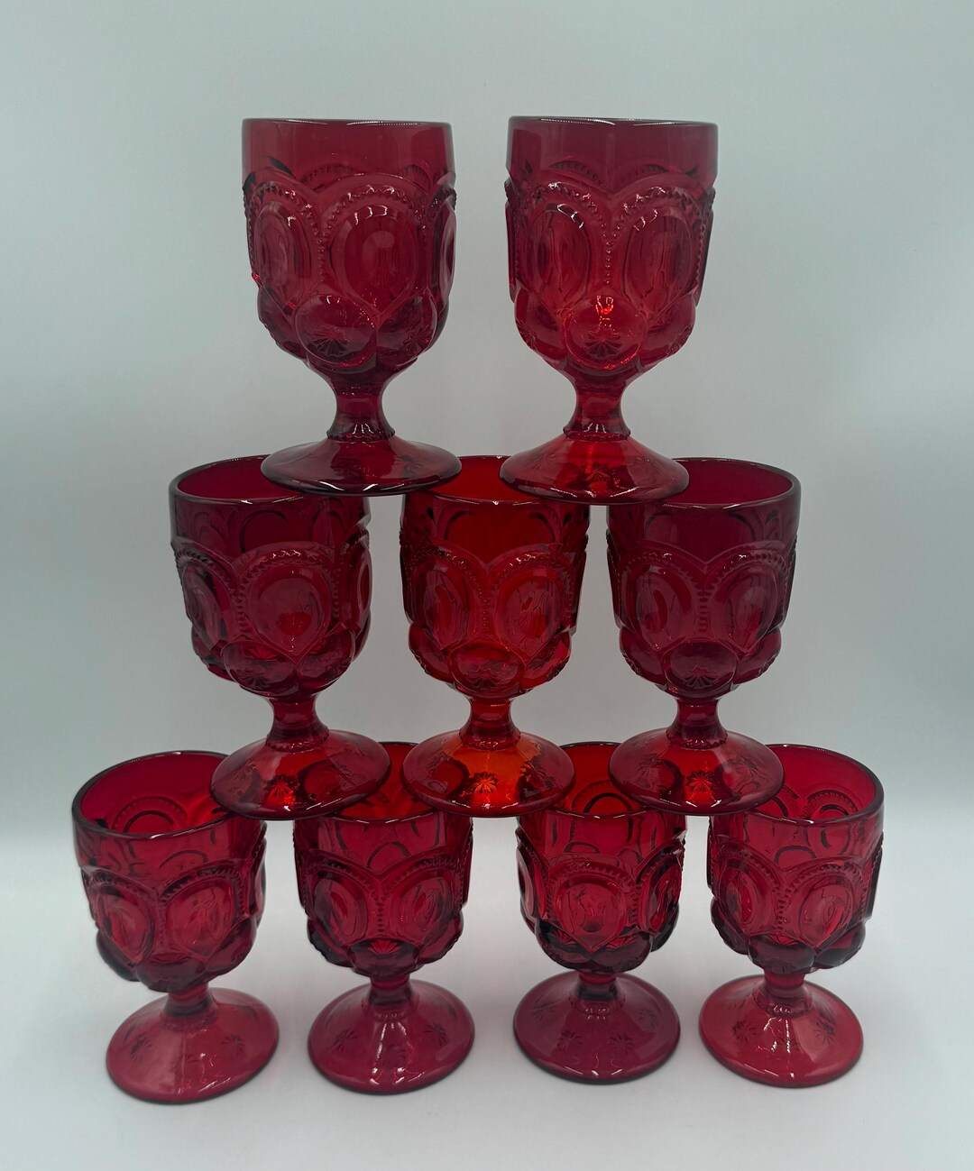 Vintage Ruby Red Moon and Star Goblets, L.G. Wright, Set of 9 - Etsy