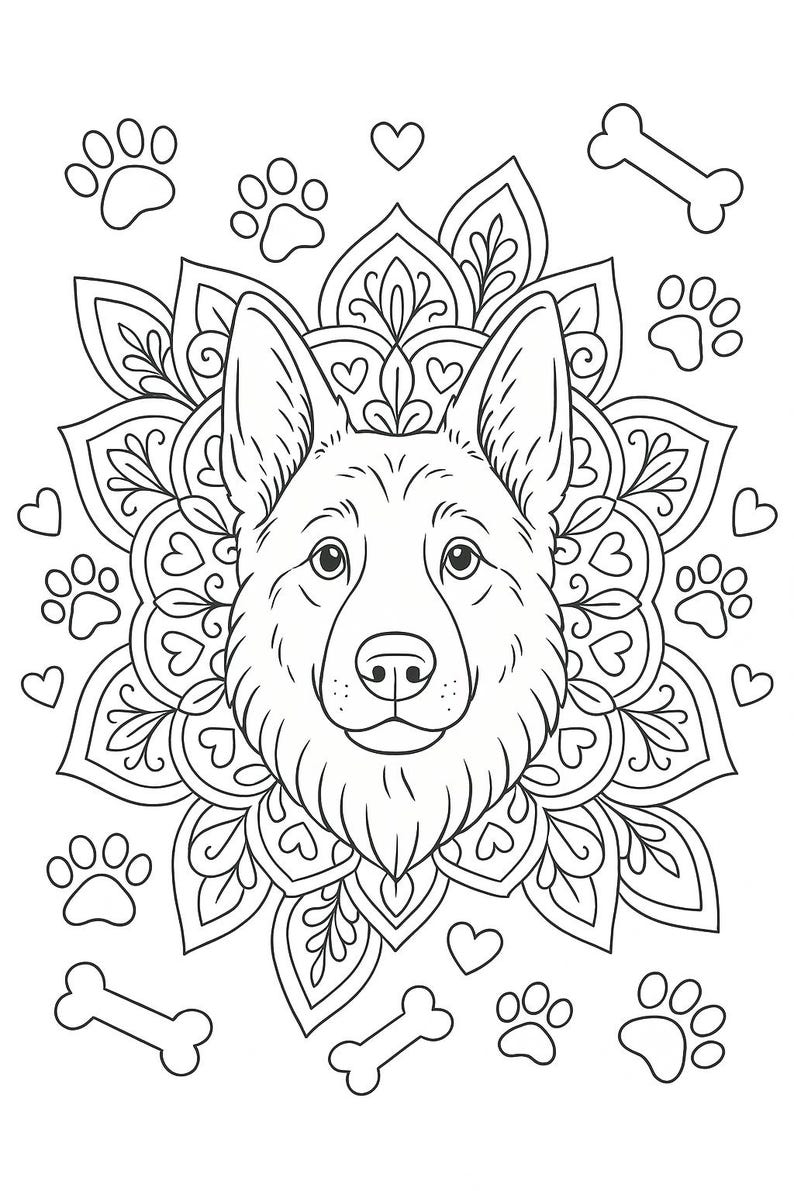 Dog Mandala Coloring Pages – Digital Download – Stress Relief ...