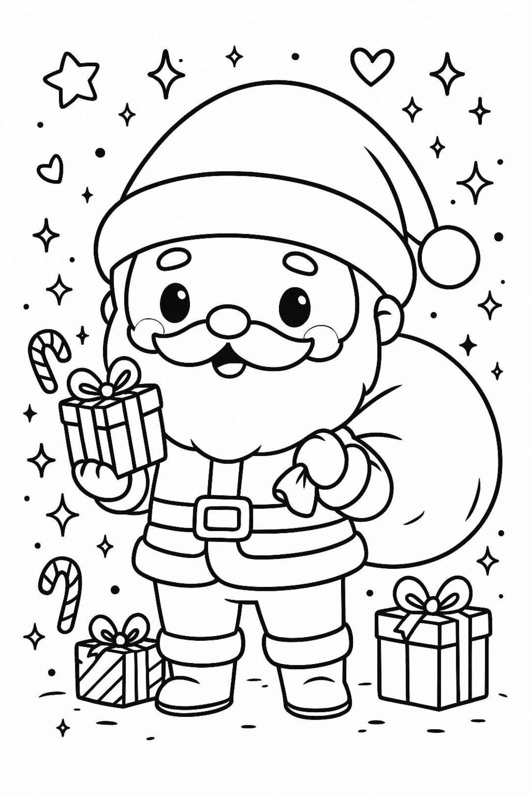 Chibi Christmas Coloring Pages for Kids – 5 Designs: Santa, Reindeer ...