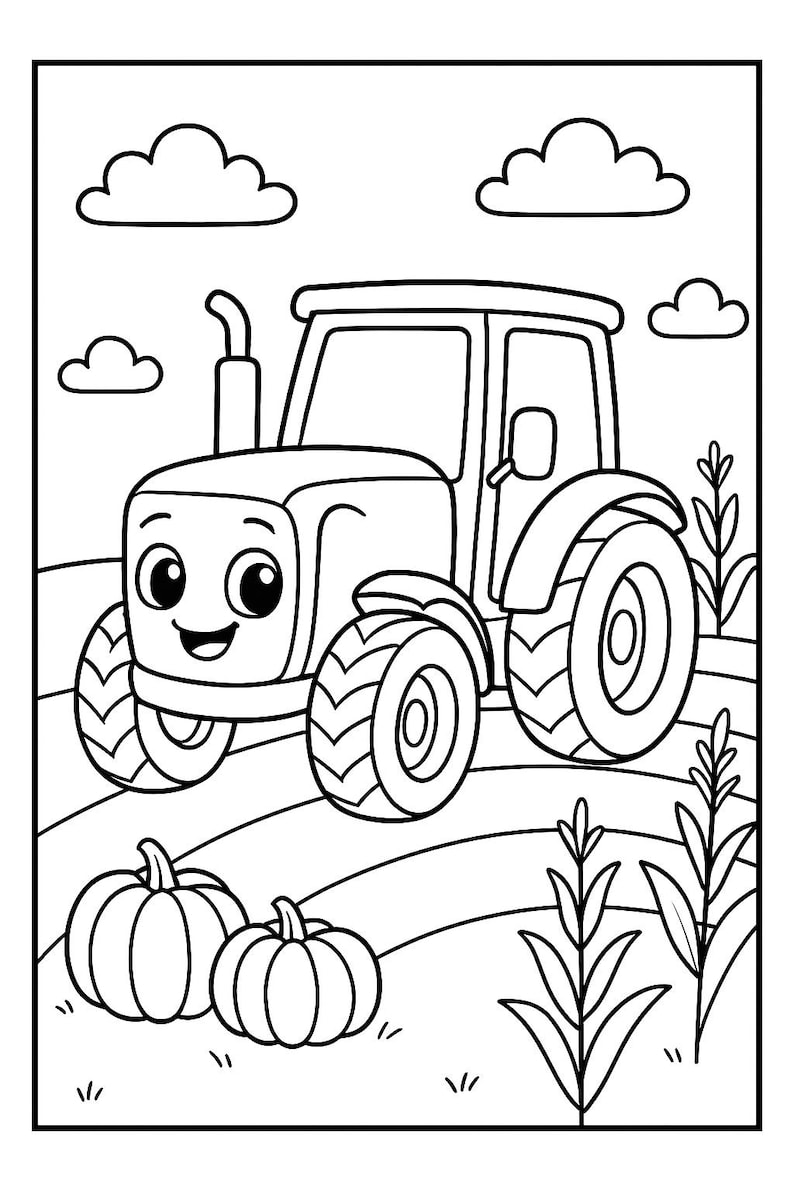 Farm Coloring Pages for Kids – Cute Chibi Animals, Farm, Tractor ...