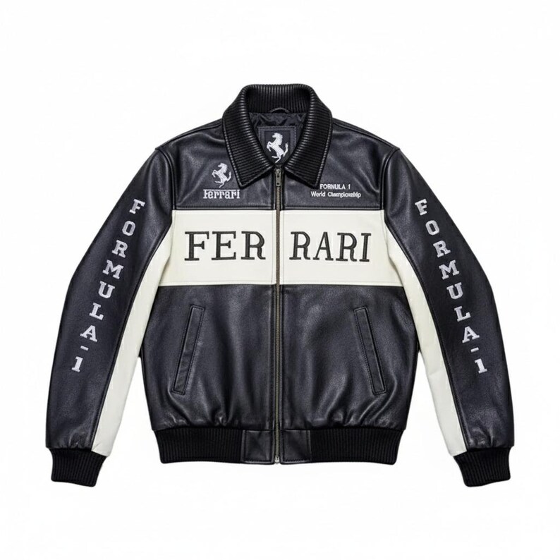 Vintage Ferrari F1 Racing Jacket Men | Black Bomber Mercury Motorsport ...