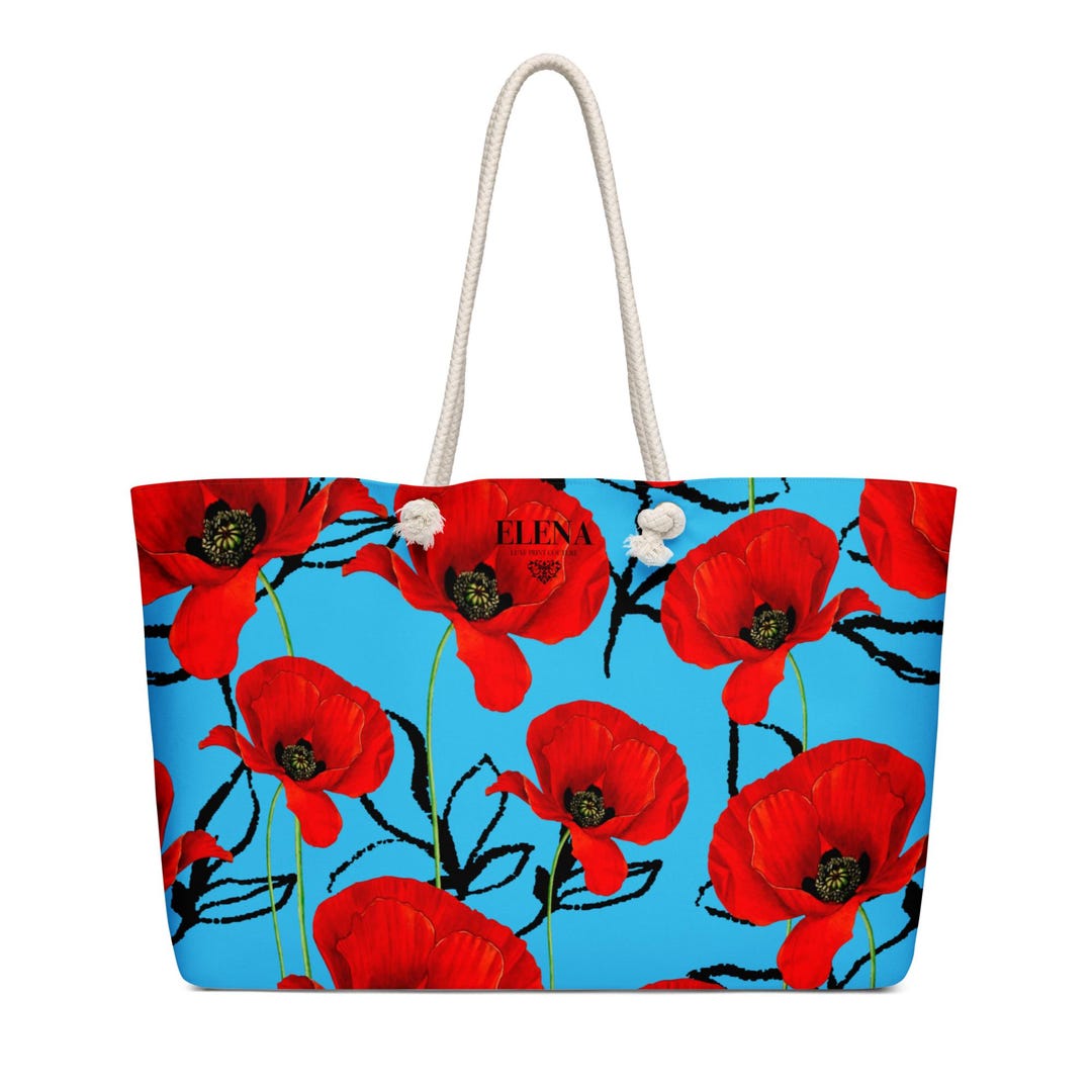 Oversize Travel Bag-red Poppies- Weekender Bag Floral -large Bag ...