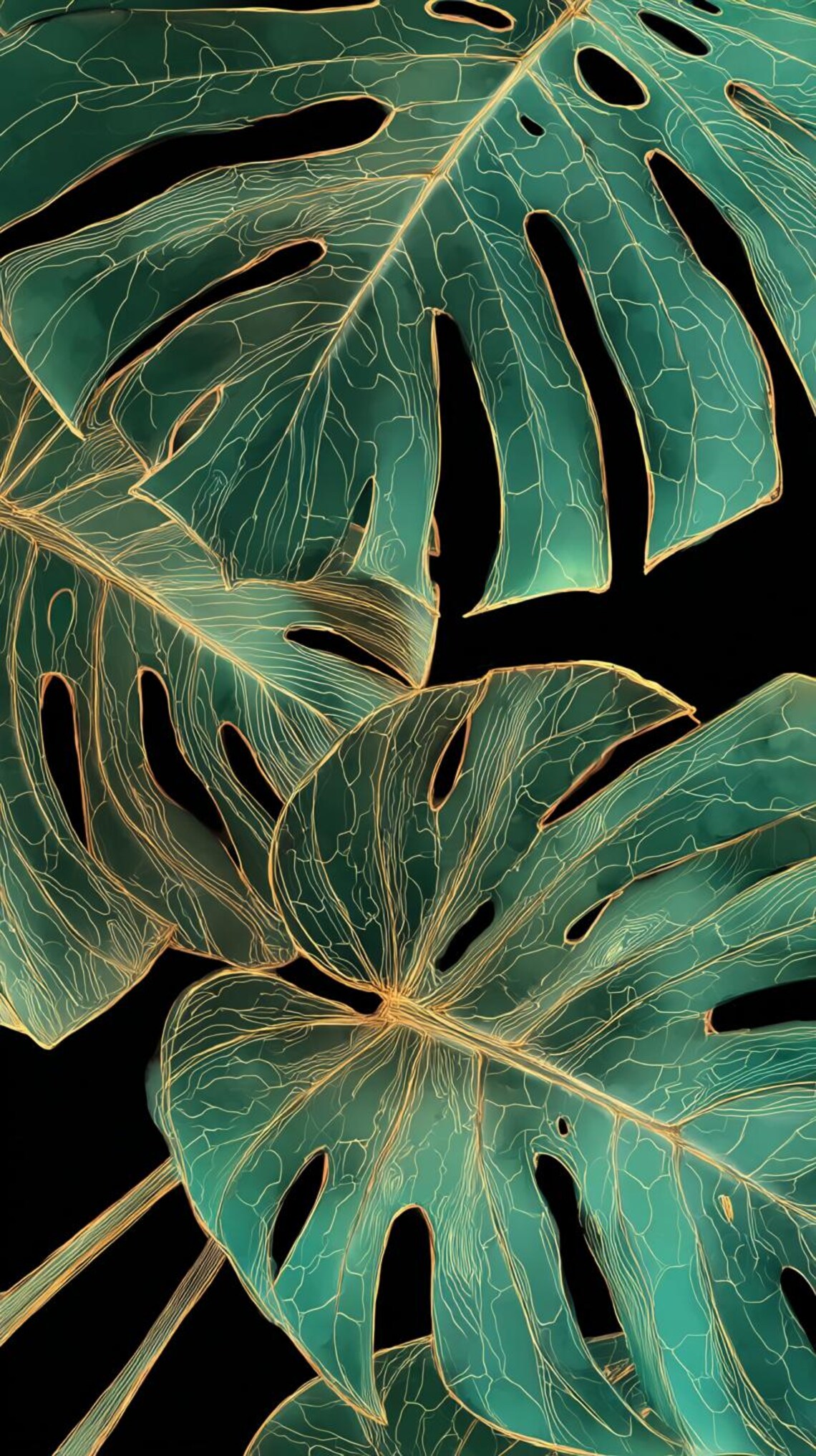 Emerald Gold Monstera Tropical Leaves – 4 Piece Botanical PNG ...