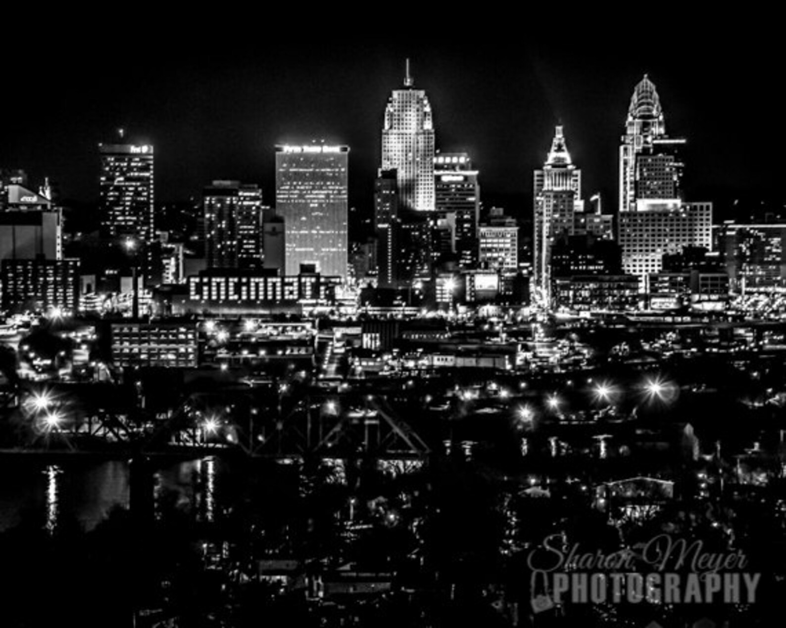 Cincinnati Skyline in Monochrome - Fine Art Photo Print, Wall Decor ...