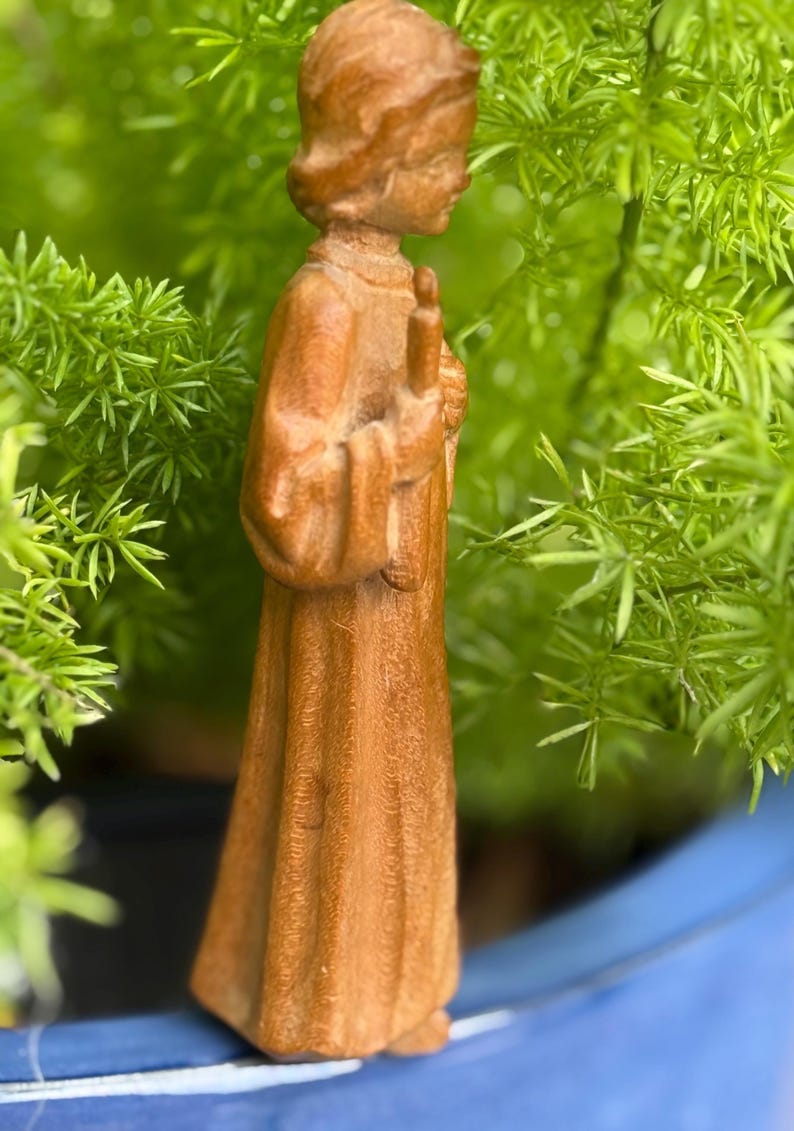 Hand Carved Wooden Angel Figurine: Rustic Religious Decor - Etsy