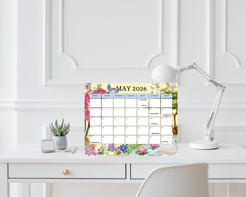 Editable May 2026 Calendar Monthly Planner for Kid School Work Office ...