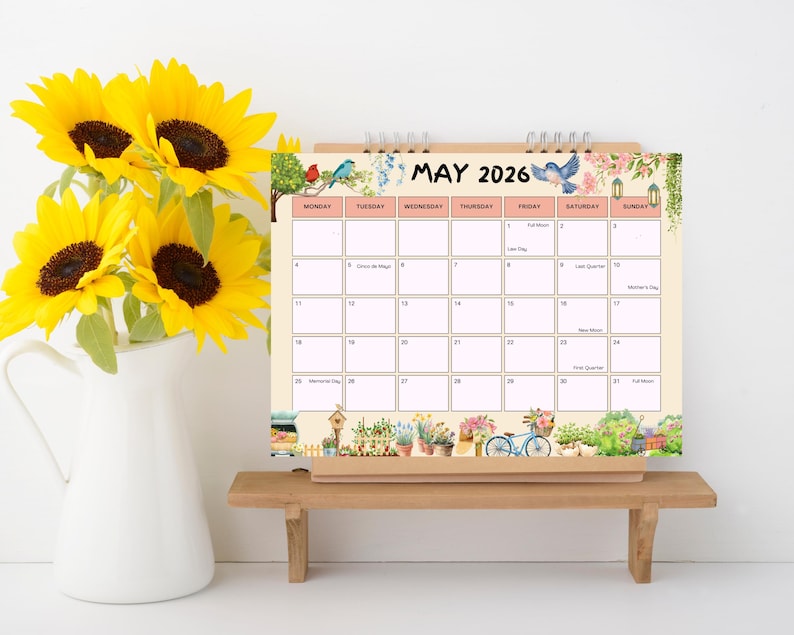 Editable May 2026 Calendar Monthly Planner for Kid School Work Office ...