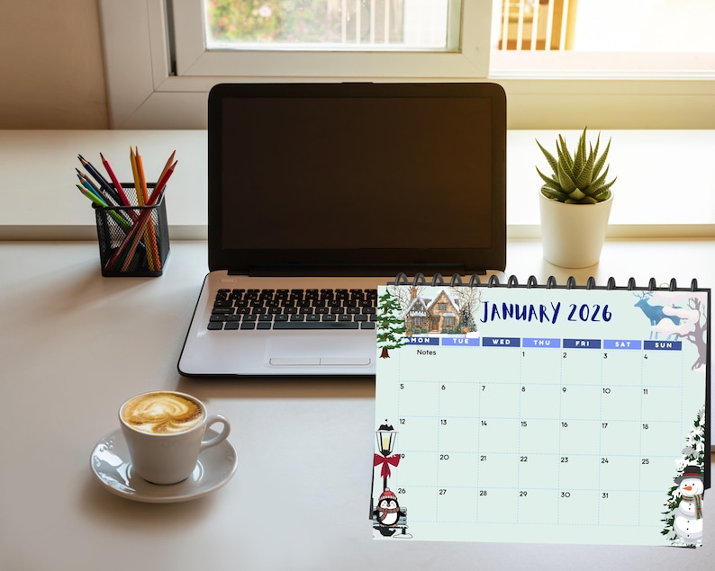 EDITABLE January 2026 Calendar Winter Snowman Planner Printable Monthly ...