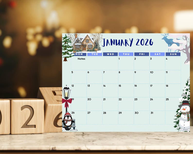 EDITABLE January 2026 Calendar Winter Snowman Planner Printable Monthly ...