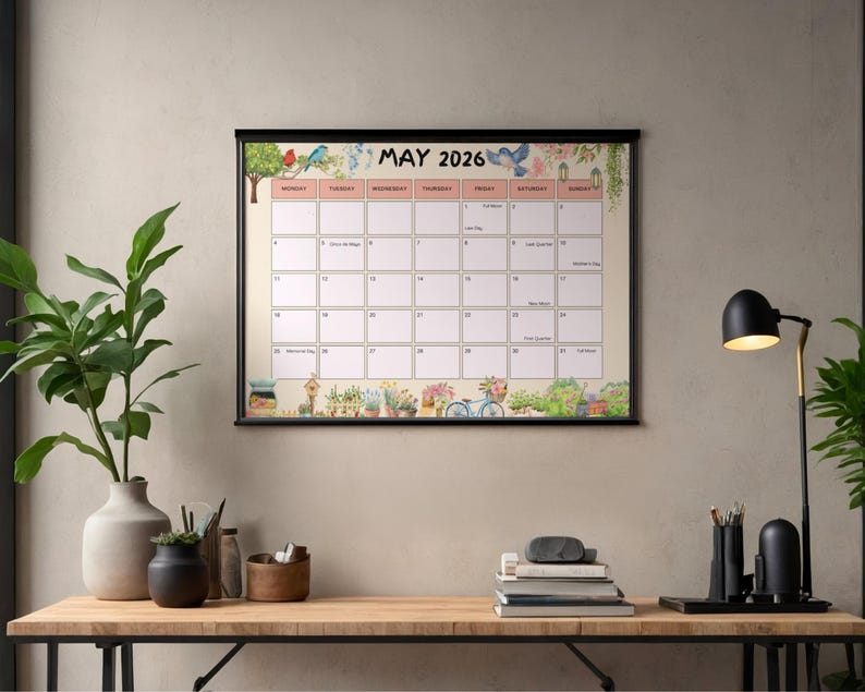 Editable May 2026 Calendar Monthly Planner for Kid School Work Office ...
