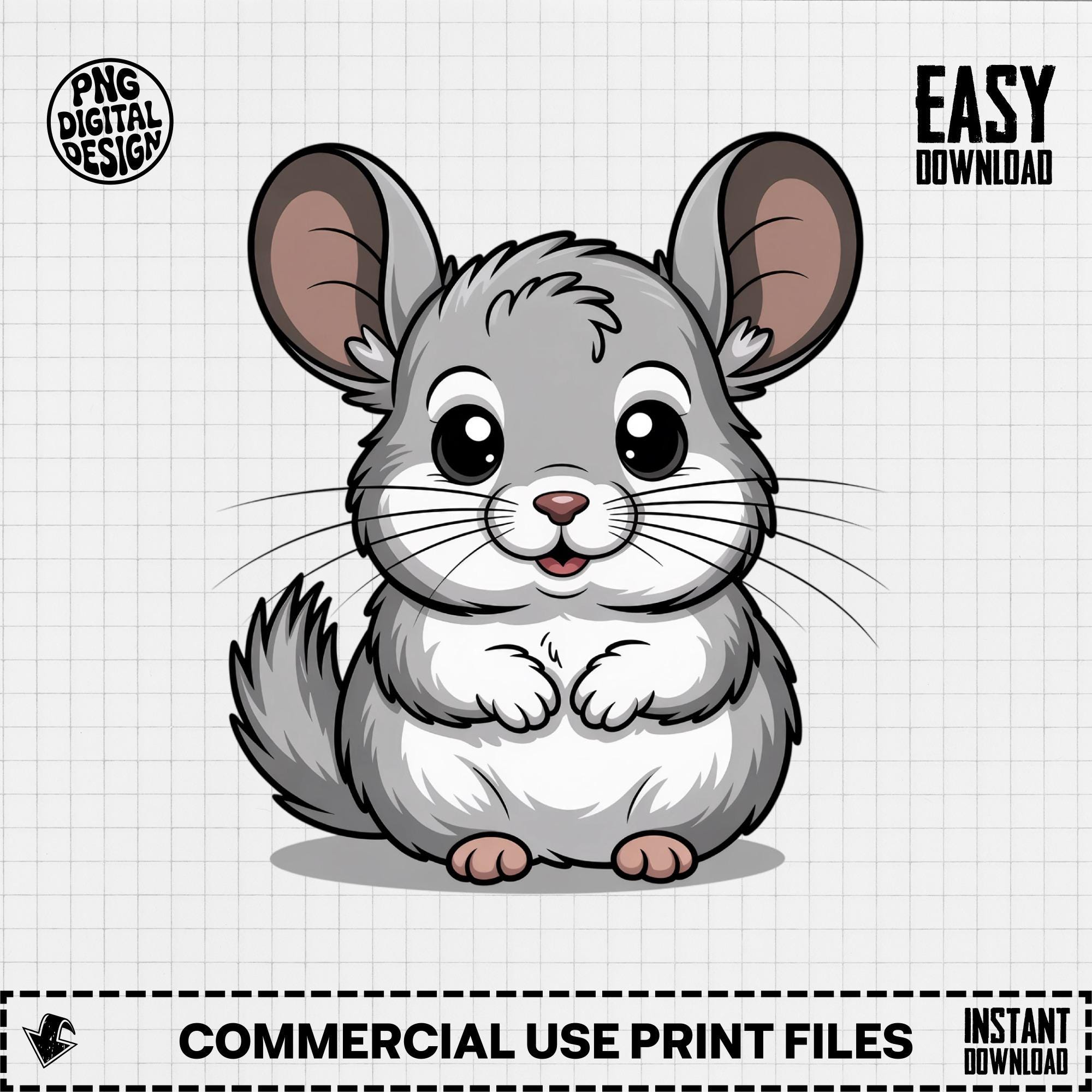 Cute Cartoon Chinchilla PNG, Clipart Graphic (commercial Use) - Etsy