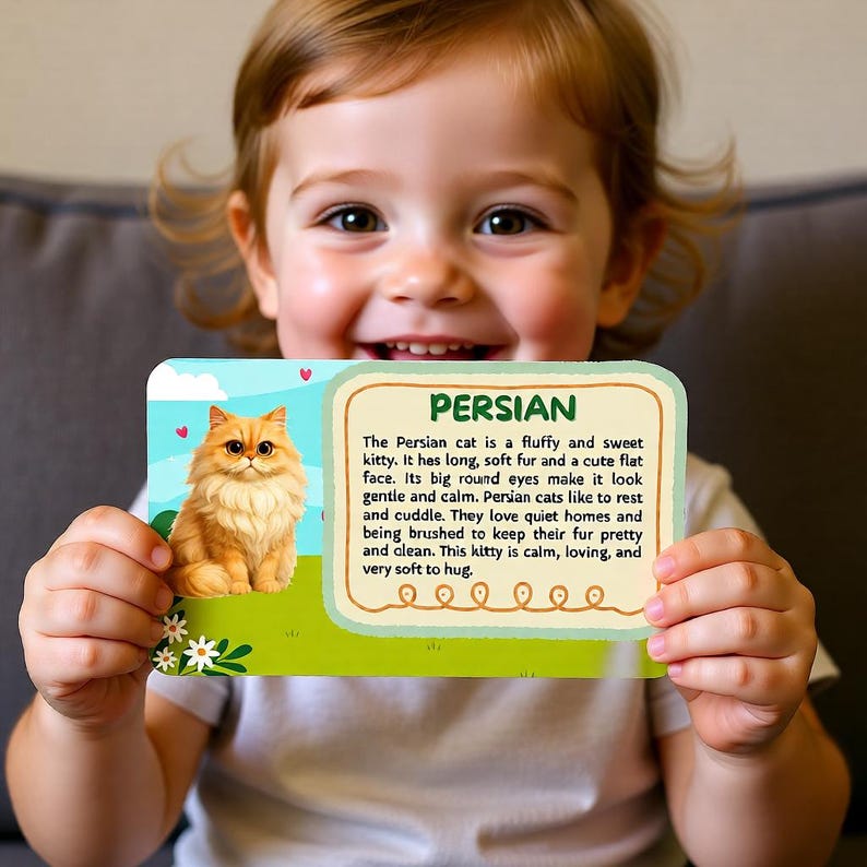 40+ Cat Breeds Flashcards Printable | Toddler Animal Learning Cards ...