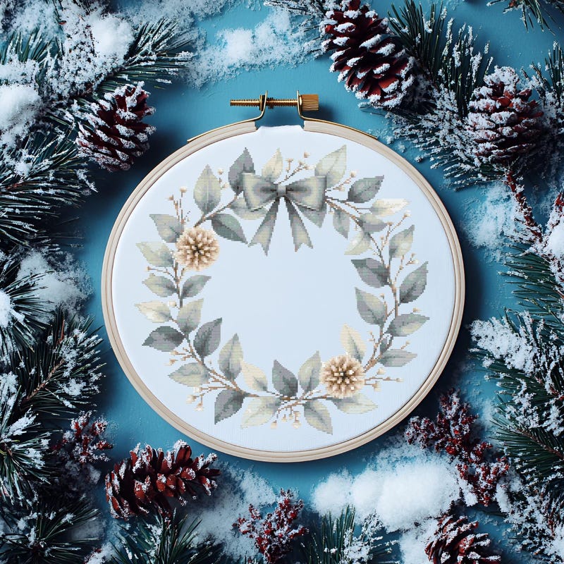 Large Cross Stitch Wreath - Etsy