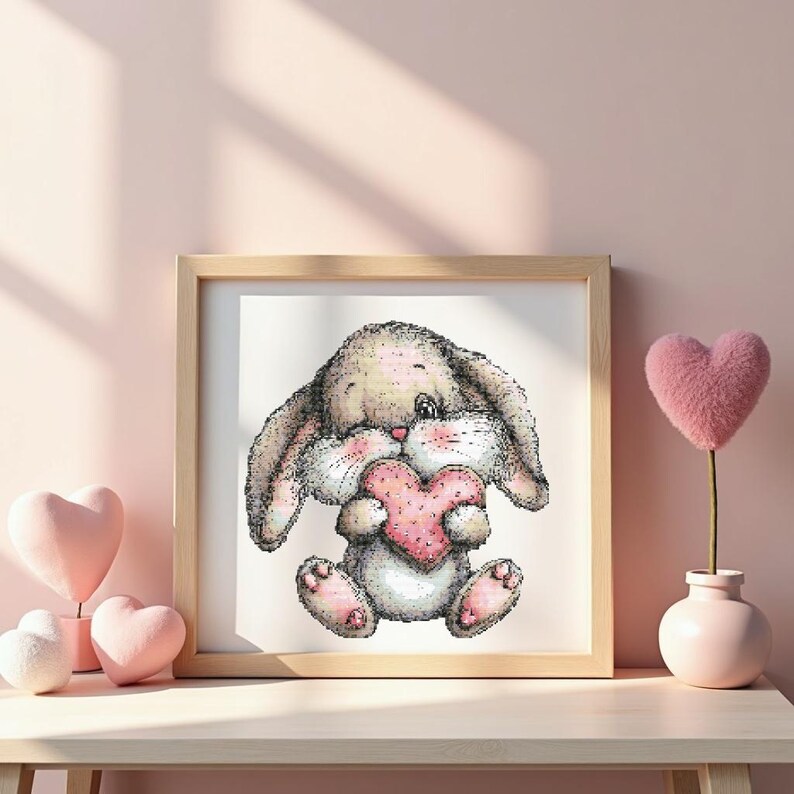 Valentine Bunny Digital Cross Stitch Pattern PDF, Instant Download ...