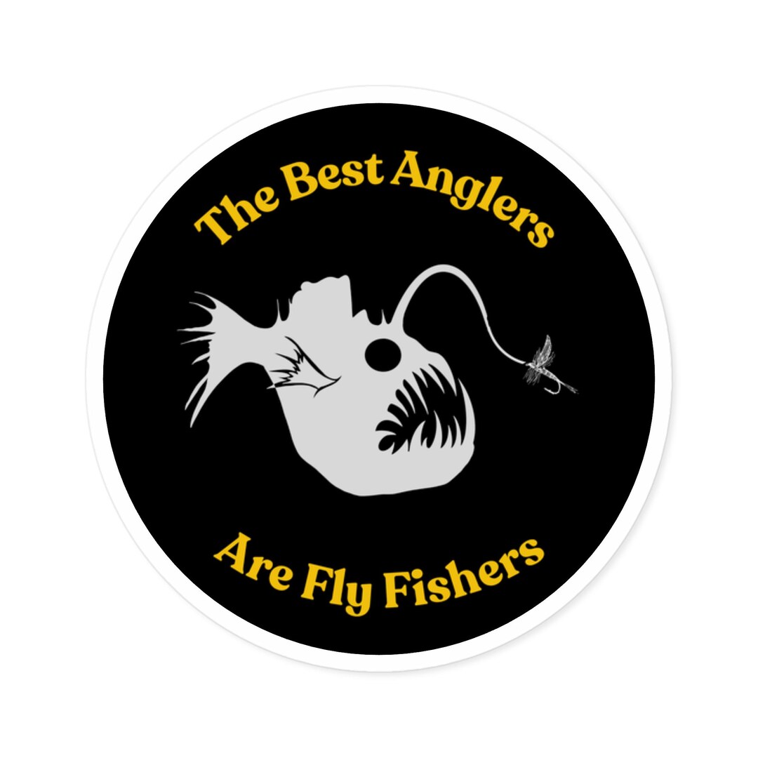 Angler Fish Black Round Sticker | Fishing Decal - Etsy