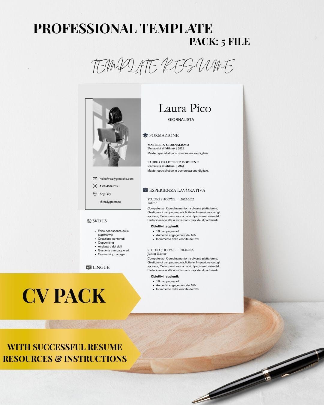 Resume Template Pack | Modern CV & Resume Canva Templates | Editable ...