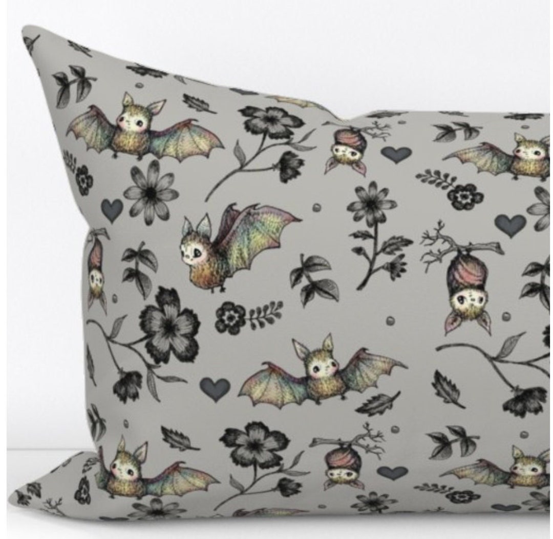 Cute Bats Pillows Gothic Halloween Black Lace Flowers Floral - Etsy