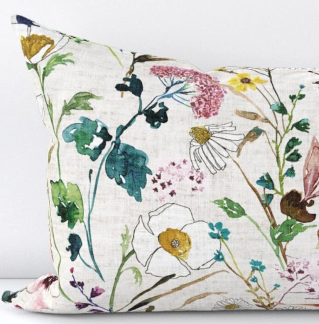 Botanical Floral Wildflowers Throw Pillows Boho Style Spring - Etsy